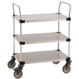 Stainless Utility Lab Cart w/3 Solid Shelves